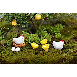 BoomTeck Miniature Garden Ornaments, 16 Pcs Mini Animal Chicken Ornament DIY Kits for Fairy Garden Bonsai Dollhouse Succulent Decor Home Decoration