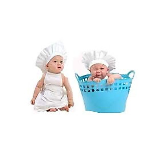 CHEFSKIN Baby Toddler Chef Set Includes Apron and Hat White Set