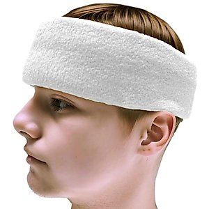 COUVER HB204 Wide, Long & Thick Sports Sweat Headband for Large Head, 1 PC, White