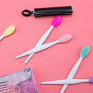 LUTER 6 pcs Silicone Exfoliating Lip Brush Double-Sided Soft Cleaning Beauty Tool for Smoother Skin and Lip Assorted Colors