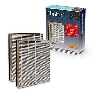 Flintar True HEPA Replacement Filter, Compatible with TaoTronics TT-AP002 Air Purifier and VAVA VA-EE008 Air Purifier, 3-in-1 Premium H13 Grade True HEPA Filter, 2-Pack (2)