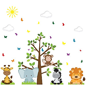 Baby Safari Animals Wall Decals 30pcs for Kids Bedroom - Rooms and Stickers
