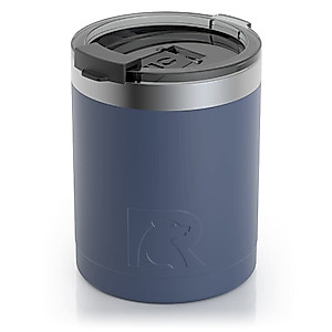 RTIC Lowball Tumbler with Splash Proof Lid, 12 oz, Navy, Insulated Travel Stainless Steel Coffee Mug, Sweat Proof, Keeps Hot & Cold Longer