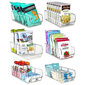 ELTOW 6 Pack Snack Organizer for Pantry, 3 Compartment Plastic Pantry Organizer Bins with Removable Dividers, Chip Organizer for Pantry, Food Packets, Spices, Condiments, Fridge, Cabinet, Kitchen