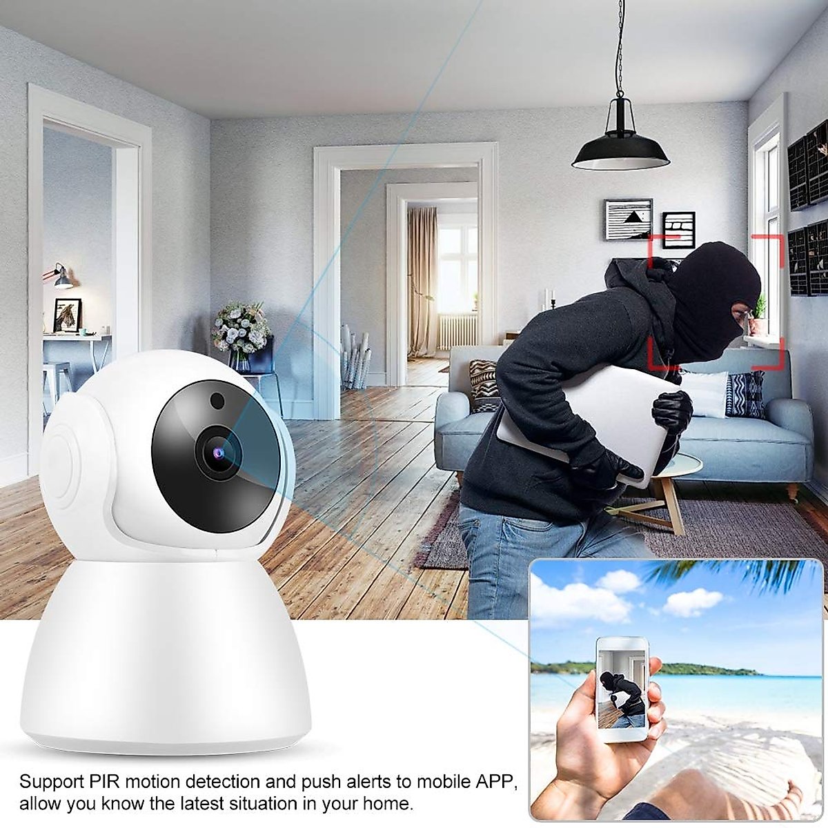 Tosuny WiFi IP Babycam 1080P Video Baby Monitor Wireless 2-Way Intercom Baby Care Monitor Indoor PTZ Home Security Camera, Support PIR Motion Detection/Loop Recording (US)
