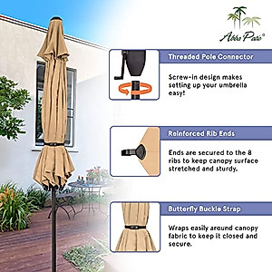 Abba Patio 11ft Patio Umbrella Market Outdoor Table Umbrella with Push Button Tilt and Crank, 8 Ribs, UV Protection, Tan
