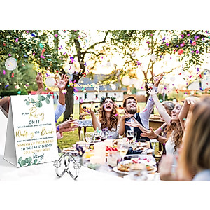 Eucalyptus Bridal Shower Theme Decorations,Put A Ring On It Game,Don't Say Bride Games,Bridal Shower Games,Wedding Shower,Engagement Party Games(1 Sign And 50 Plastic Diamond Rings)-1