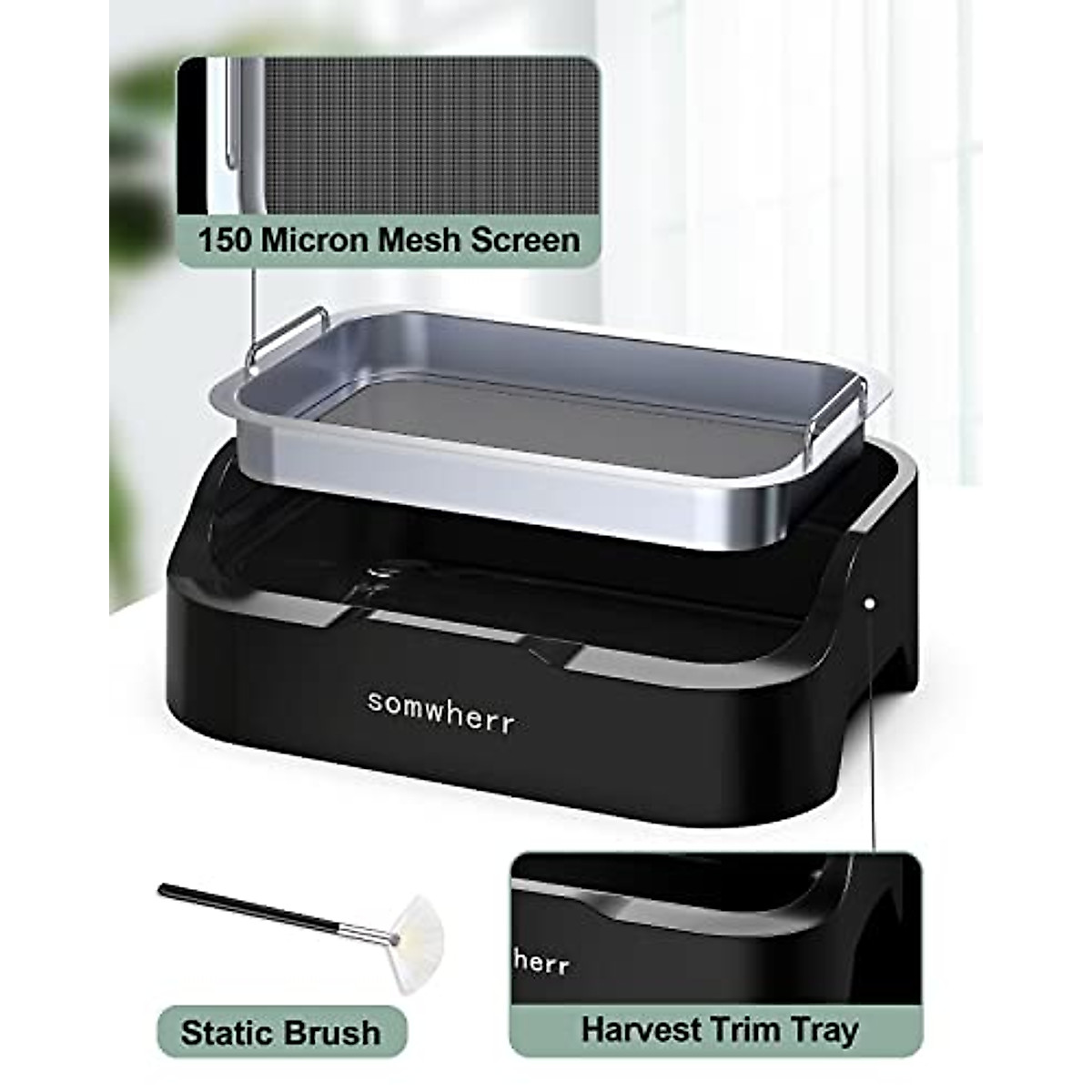 Trimming Tray for Buds, Ergonomic Design Trim Tray with 150 Micron Mesh Pollen Screen and Pollen Box, Herb Dry Sifter Trim Tray with Screen