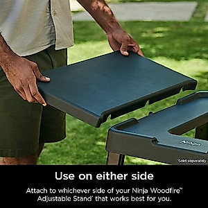 Ninja XSKUSSDTBL Attachable Table, Woodfire Universal Stand, Side Utensil Holder, Left or Right Compatible, Weather-Resistant, Black, 14.5" x 22"