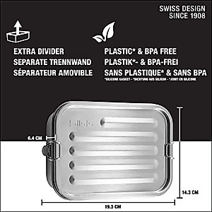 SIGG - Gemstone Box - Selenite Lunch Box - Stainless Steel Lunch Box with Leak-Proof Silicone Rim - Divided Lunch Box for Lunch and Leftovers - Silver - 27 Oz