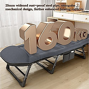 Guest Folding Bed Cot - with Frame Adjustable gears Folding Bed Cot, Portable & Lightweight Folding Bed Frame with Thick Memory Mattress for Spare Bedroom & Office (400lbs)(200*64*38cm, Light Grey)