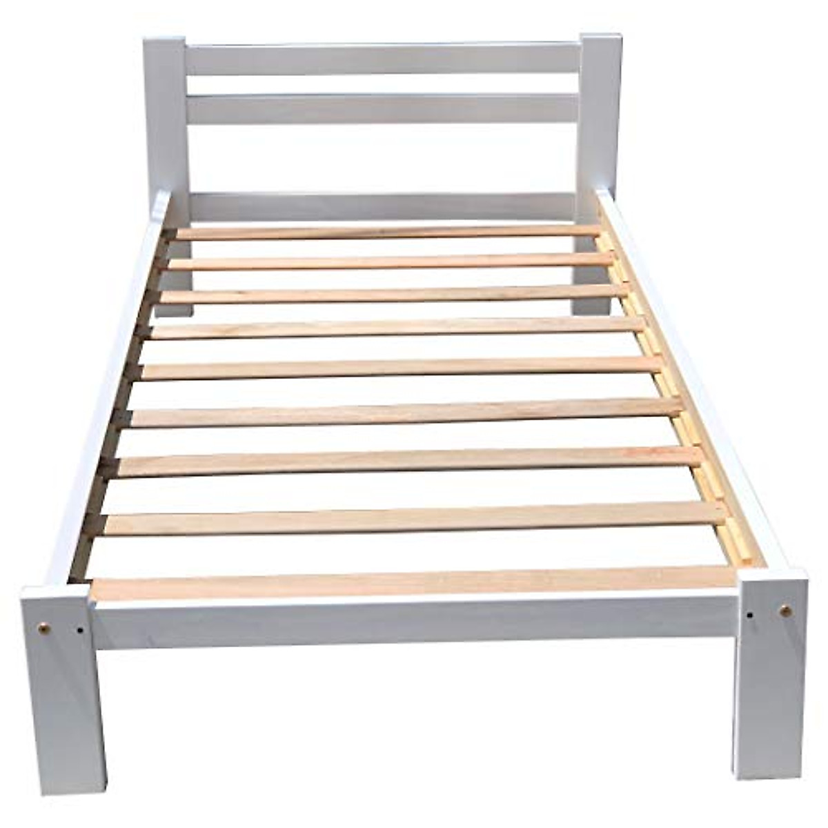 Amazonas White Twin Bed with Trundle Wooden Trundle Bed Twin Size Solid Pine Wood and Hardwood Slats Support Kids Bed Boy Girl Wooden Bedroom Furniture