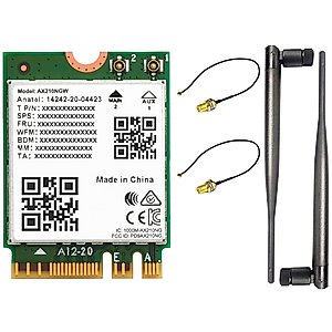 WiFi 6E AX210 NGW Wireless AX210 WiFi Card, AX210 NIC Wireless Module, Gigabit 2.4G/5G/6GHz Tri Band Wi-Fi 6E, 802.11AX Standard, Bluetooth 5.2,MU-MIMO, Support Linux, Windows 10/8.1/8/7, etc.