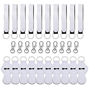 20 Pack Sublimation Blanks Chapstick Holder Keychains, Neoprene Lipstick Holder Keychainr with Lanyards Wristlet and 10 Metal Clip Cords