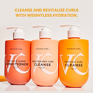 VICIOUS CURL Non-Foaming Curl Cleanse – No Lather for Curly Hair – Curl Enhancing, Moisturizing, Hydrating Frizz-Free, Enhanced Bounce – Sulfate; Paraben and Silicone Free, 12 Fl Oz