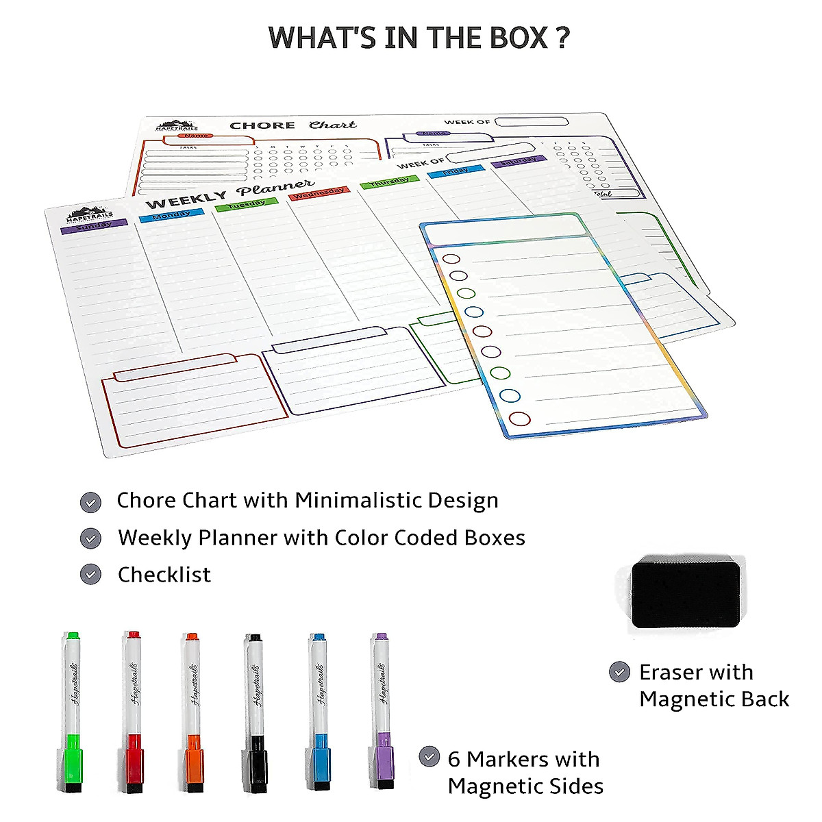 Magnetic Dry Erase Chore Chart for Multiple Kids and Monthly or Weekly Planner Calendar 17x12" Each, Blank Magnetic List, Chores Reward Chart, Good Behavior Chart, Kids Home Magnetic Chore Chart, Kids Multiple Kids, Schedule Board for Kids (Chore Chart an