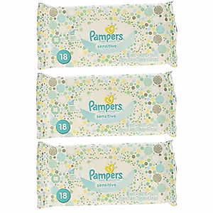 Pampers Sensitive Wipes, 18 Count (Pack of 3)