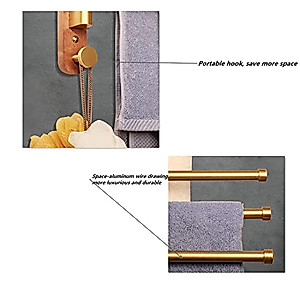 Wall Mounted Towel Racks for Bathroom, Swivel Wall Mounted Towel Bar with Hooks, Space-Aluminum Gold Towel Rack Wall Mounted for Bathroom / Kitchen (4 Arms)