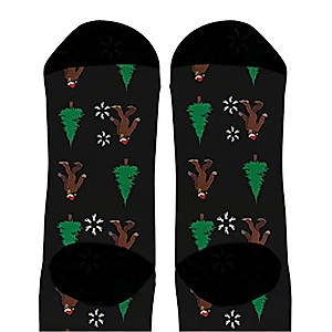 Holiday Socks Christmas Tree Bigfoot Socks Sasquatch Christmas Clothes 1-Pair Novelty Crew Socks