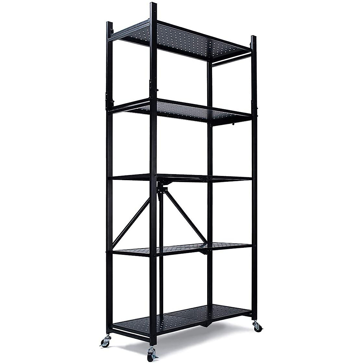 Malson Metal Storage Rack with Wheels, 5-Tier Storage Shelf Heavy Duty Storage Shelving Unit and Metal Organizer Wire Rack for Home Office Kitchen Bathroom Organization