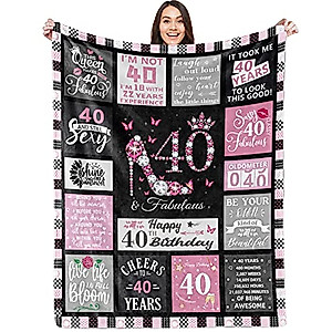 FEYG 40th Birthday Gifts for Women Blanket, 40th Birthday Gift Ideas, 40th Birthday Decorations Women, 40 Birthday Blanket, Gifts for 40 Year Old Women Throw Blanket 60"x80"