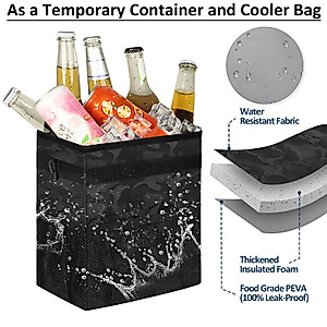 ELONGRIVER Car Trash Can for Car with Lid, Car Organizer Can Trash Bag Hanging Leak Proof Vehicle Trash Can Camo Black