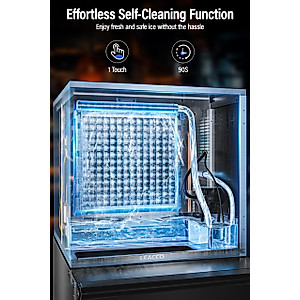 Leacco Commercial Ice Maker Machine 550LBS/24H with 350LBS Stainless Steel Storage Bin, Air Cooled Modular Ice Cube Machine, 1200W