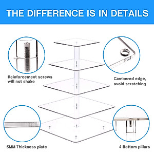 YestBuy 4 Tier Shelf Cake Pop Stand (Blue) +5 TierPremium Cupcake Holder, Acrylic Cupcake Tower Display, Cady Bar Party Décor, Acrylic Display for Pastry Weddings, Birthday (Blue)