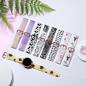 GEAK Compatible with Samsung Galaxy Watch 5 Band/Samsung Watch 4 Bands/Galaxy Watch 4 Band 40mm 44mm, 20mm Silicone Bands for Samsung Watch 5 Bands/Galaxy Active 2 Watch Band Women Men Pink Flower