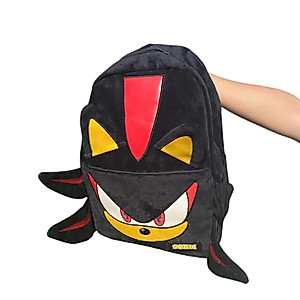 ZBOYZ Sonic Plush Backpack ,17Inch Shadow The Hedgehog Cartoon Toy Travel Student Schoolbag Gifts,for Gifts for Boys Girls