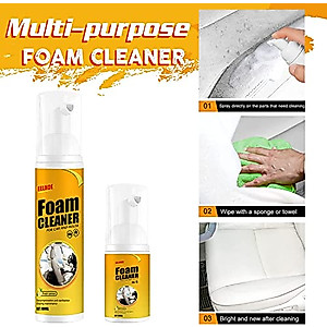 Car Magic Foam Cleaner, Foam Cleaner All Purpose, Foam Cleaner for Car and House Lemon Flavor, Powerful Stain Removal Kit Foam Cleaner for Car, Kitchen, Bathroom, ect (30ml, 2Pcs)