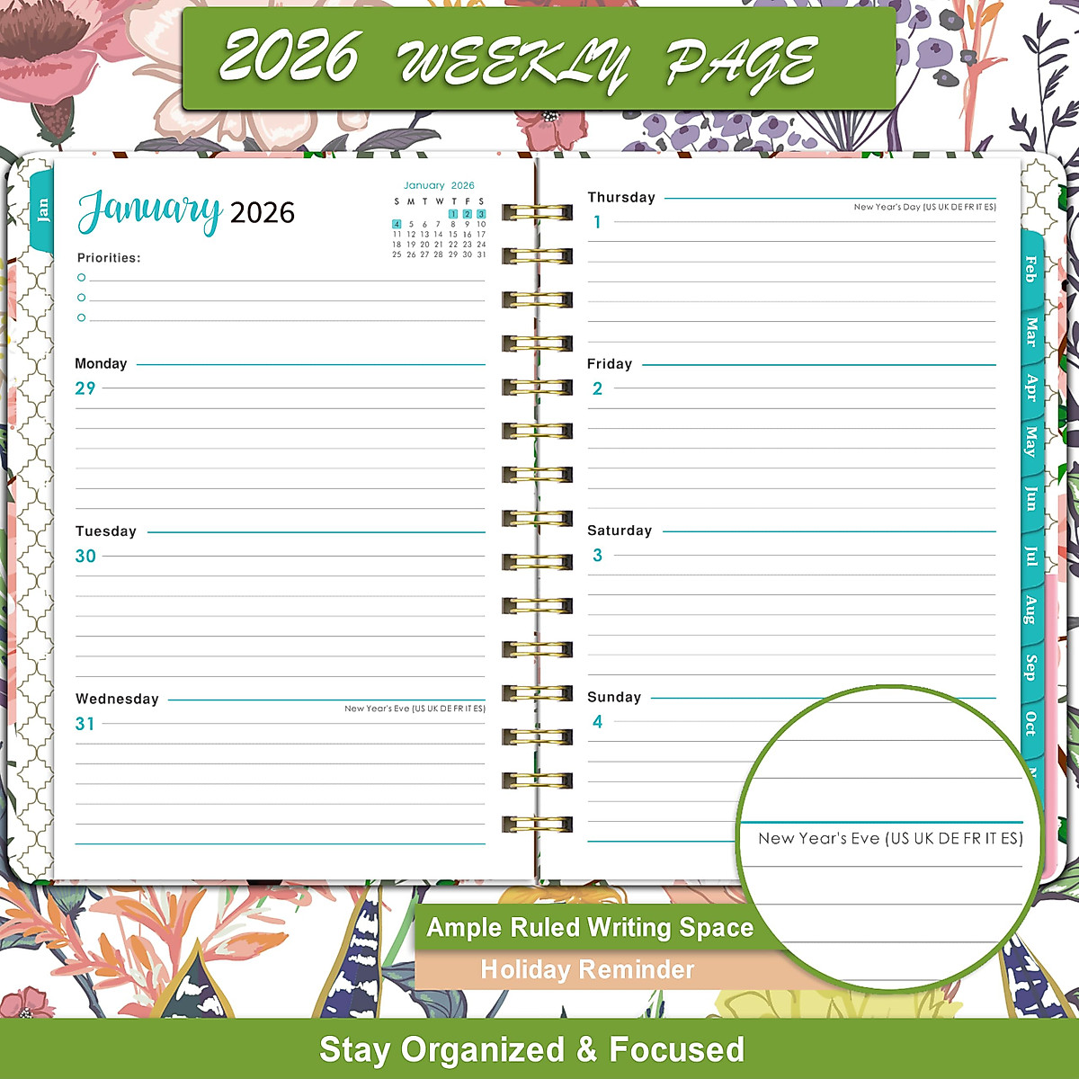 2023-2024 Planner – Jul 2023 – Jun 2024, Weekly ＆ Monthly Academic Planner 2023-2024, 6.4" x 8.5" with Tabs, Flexible Hardcover, Thick Paper, Strong Binding, Back Pocket, Inspirational Quotes ＆ Notes
