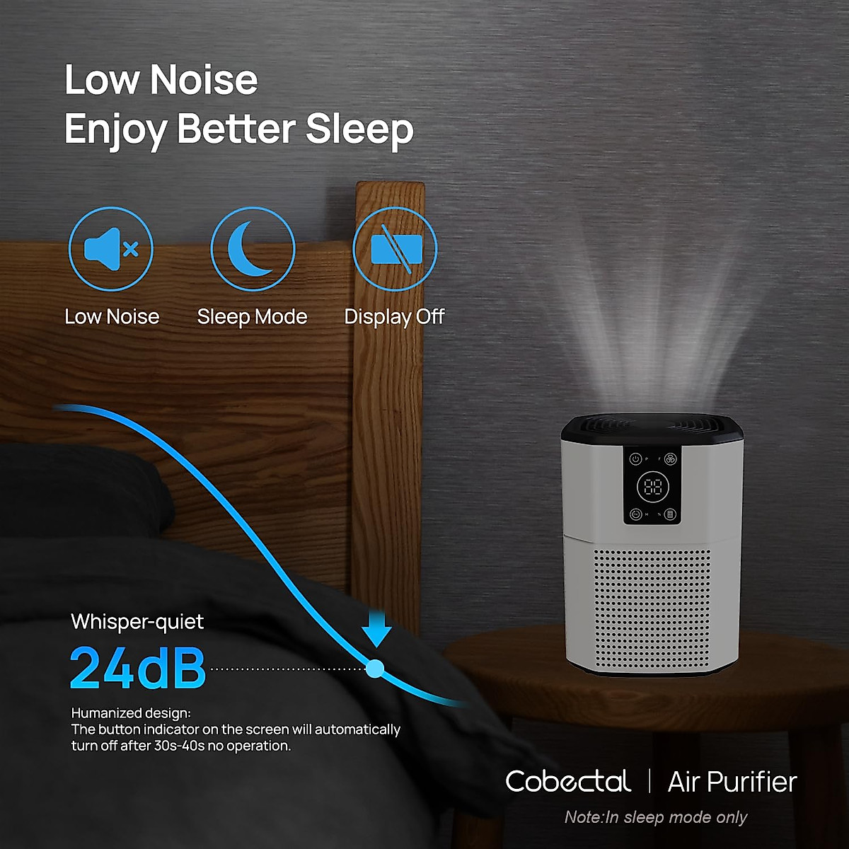 Air Purifiers for Home Bedroom, Quiet Air Purifiers with Sleep Mode, Portable Air Purifier with 4 Speed Control,9 Timers, Small Air Cleaner for Home,Office,Living Room, light white