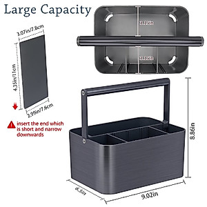 GFWARE Silverware Caddy, Utensil Caddy Organizer with Handle Plastic Silverware Holder for Countertop, Cutlery Holder with 4 Adjustable Compartments Utensil Holder for Party Camping Picnic(Grey)