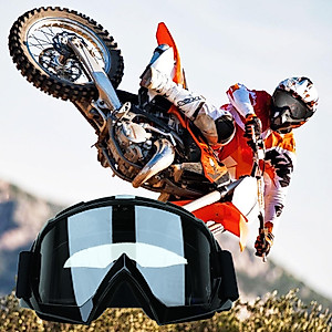 XYOP Professional Motorcycle Motocross Goggles for Men Women ATV Dirt Bike Goggles Windproof Glasses Wide Vision Powersports Goggles Racing Riding Goggles Anti-Fog Scratch Dustproof 2 Pack Clear Lens