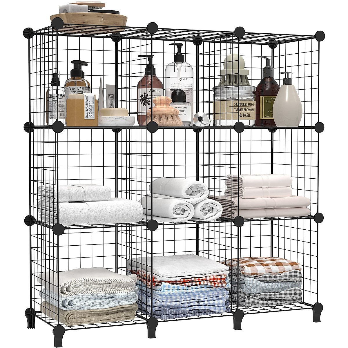 HOMIDEC Cube Storage, Storage Shelves 9 Cube Bookshelf Bookcase Closet Organizer and Storage Wire Storage Cube Multi-Use DIY Storage Cube Shelf for Books, Toys, Clothes, Tools