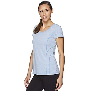 Reebok Womens Varigated Heathered Basic T-Shirt, Blue, Small