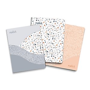 Southworth Premium Journal Set (3pk), 6.5” x 8.5”, Blue Terrazzo Theme (3 Coordinating Designs), Premium 28lb/105gsm Paper, Flex Journals, 32 Ruled Sheets/64 Pages Per Journal (91925)