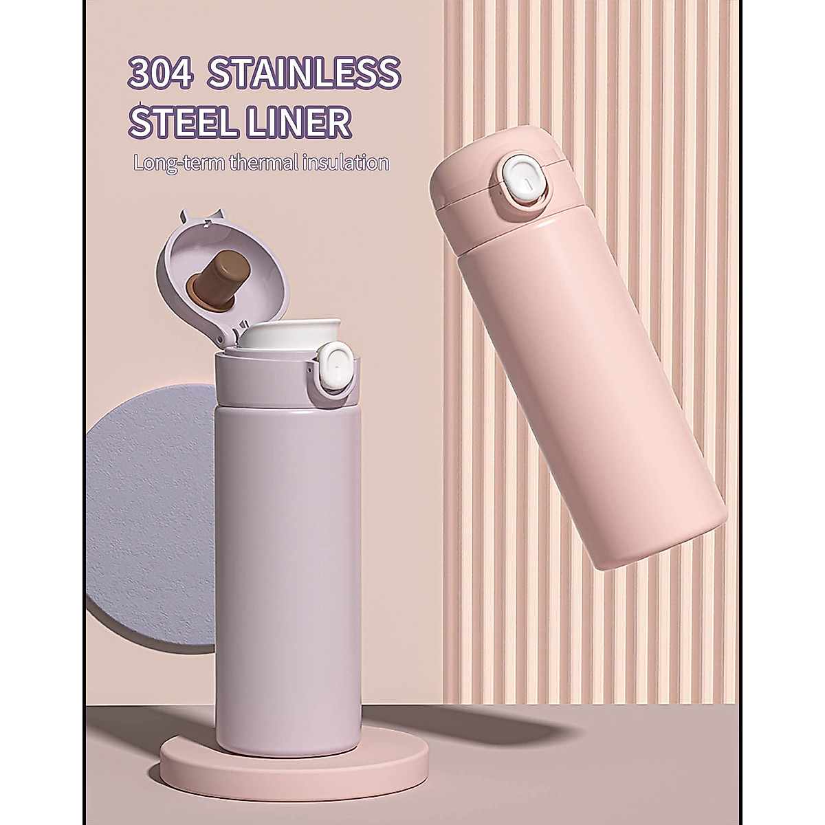 Insulated Travel Cup 8 Oz Stainless Steel Vacuum Travel Cup With Lid, Coffee Cup With Leak-Proof Flap, Splash-Proof, Reusable Thermos For Hiking (black)