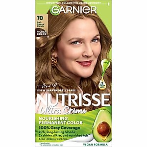 Garnier Hair Color Nutrisse Nourishing Creme, 70 Dark Natural Blonde (Almond Crème) Permanent Hair Dye, 1 Count (Packaging May Vary)