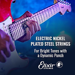 Elixir Strings, Electric Guitar Strings, Nickel Plated Steel with NANOWEB Coating, Longest-Lasting Bright Tone with Comfortable Feel, 6 String Set, Heavy 12-52