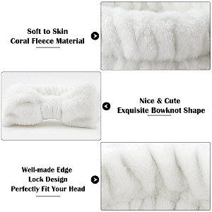 Ondder Spa Headband for Washing Face 8 Pack White Skincare Headbands for Women Girls Terry Cloth Cute Bow Head Bands for Makeup