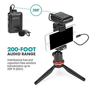 WMX-1 Lightning Connector Dongle Bundle - Wireless Lavalier Microphone Compatible with Apple iPhone, iPad Smartphones and Tablets - Optimized for Microphones/Pro Audio