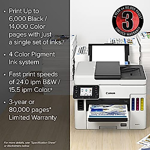 Canon MAXIFY GX7020, Wireless MegaTank All-in-One Supertank Printer, [Print, Copy, Scan, Fax ], White