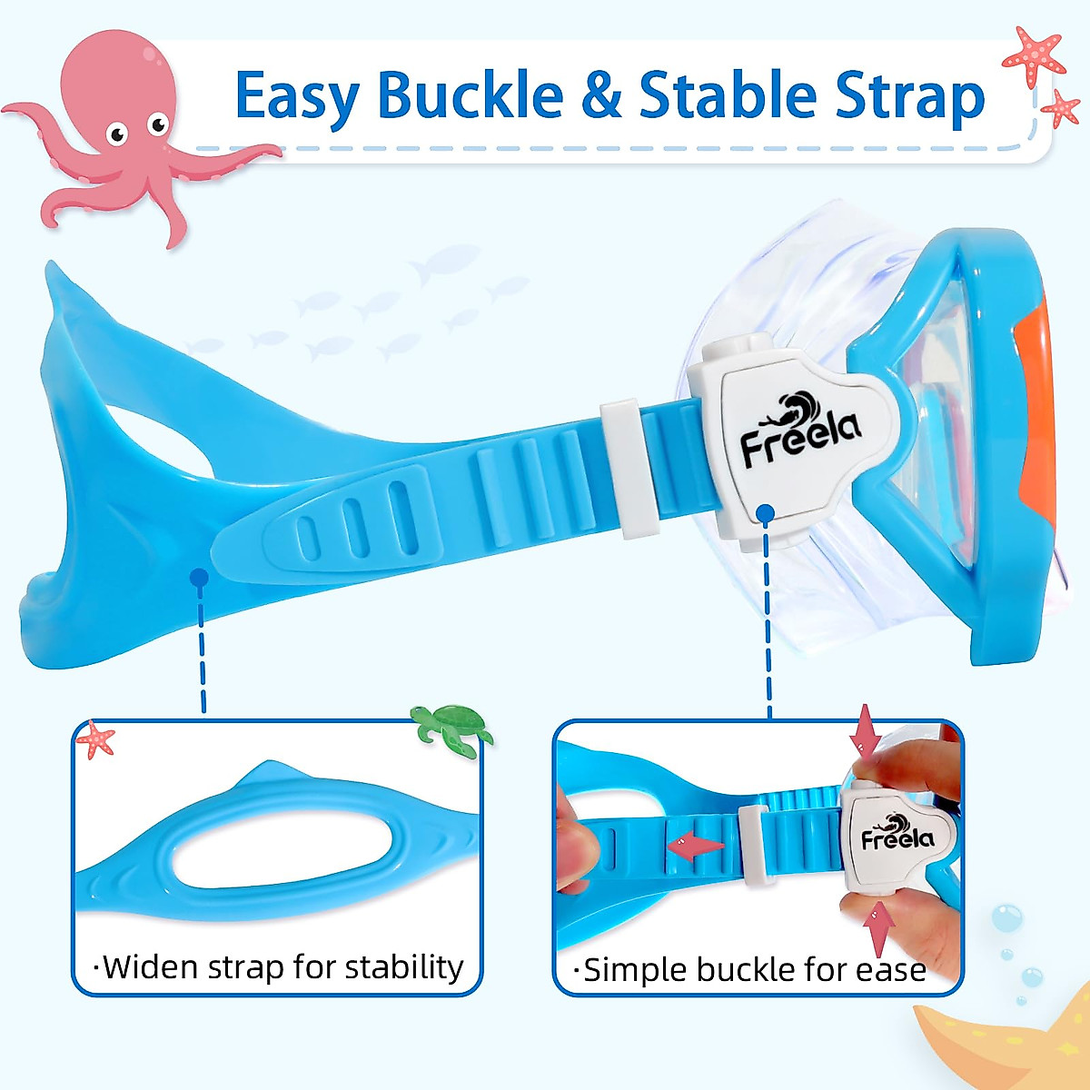 Freela Goggles Swim Goggles Swimming Goggles for Kids 6-14 4-7 8-12 Kids Swim Goggles with Nose Cover Snorkel Mask Snorkeling Gear Diving Dive Mask Youth Girls Boys Junior Water Pool Beach Open Water