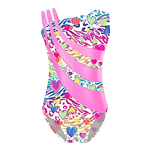 Hansber Kids Girls Sleeveless Leotard Gymnastics with Shorts Athletic Biketard Unitard 2 Piece Dance Outfits Pink 8