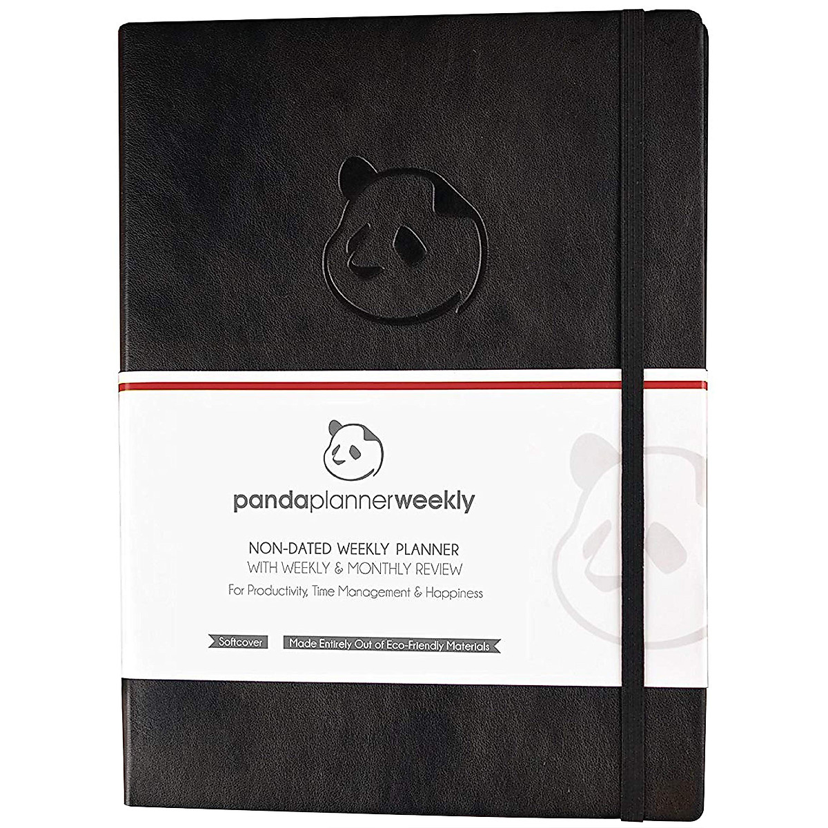 Panda Planner Undated Weekly Planner - 12 Month Organization - Productivity & Happiness - Journal - Daily Gratitude - Bonus Monthly Agenda - Black - Softcover