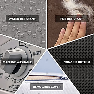 Friends Forever Memory Foam Orthopedic Dog Bed Lounge Sofa, Machine Washable Removable Cover, Premium Extra Soft Faux Suede Edition, Indoor Calming Couch Mattress With Bolster Rim , Khaki Beige Large