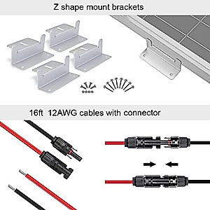 ECO-WORTHY 100 Watt 12 Volt Solar Panel Kit for RV Battery Boat Trailer Cabin Garden Shed Home: 100W Solar Panel+30A PWM Charge Controller+ Tray Cable + Z Mounting Brackets