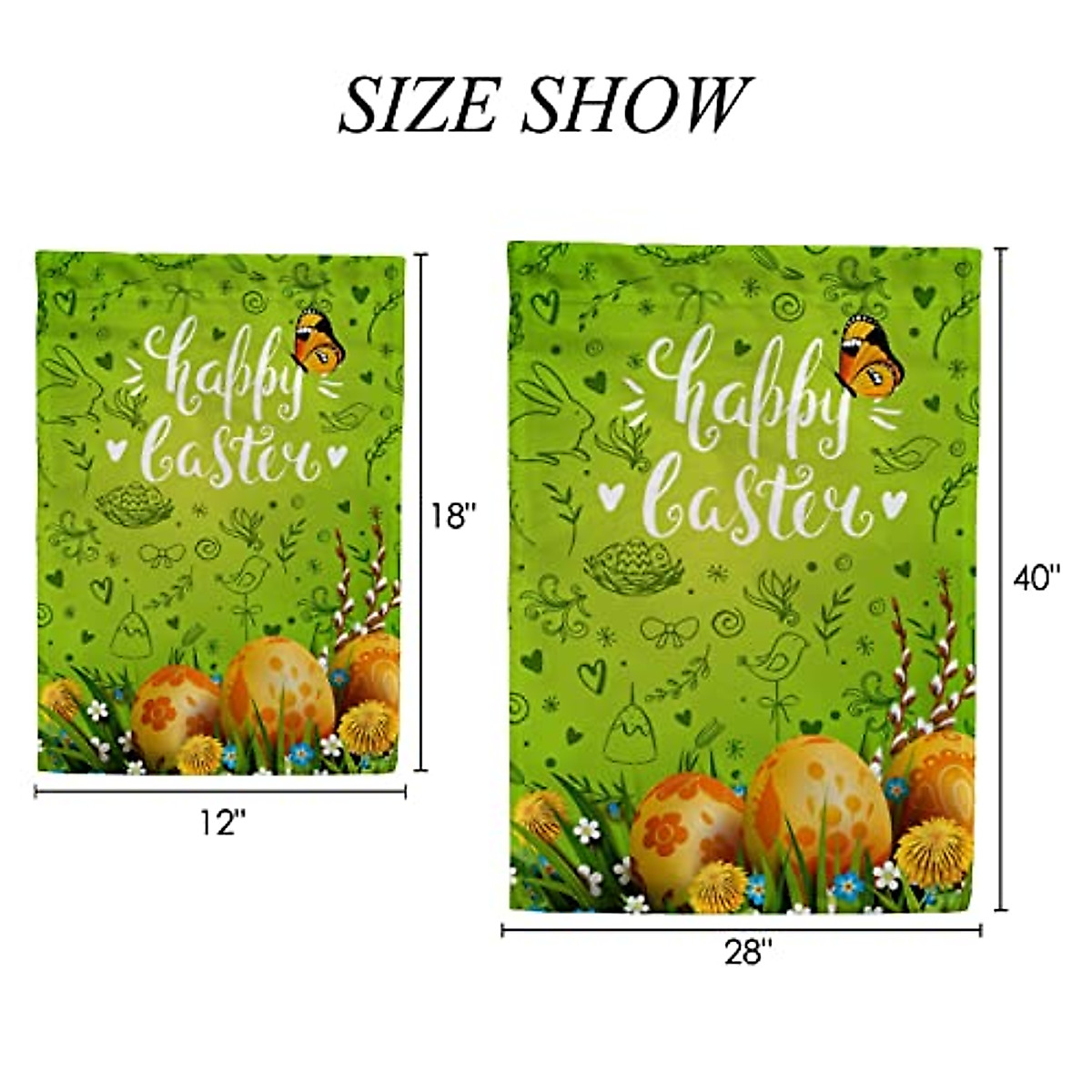 My Little Nest Seasonal Garden Flag Happy Easter Golden Eggs Flowers Vertical Garden Flags Double Sided for Home Farmhouse Yard Holiday Flag Outdoor Decoration Banner 12"x18"